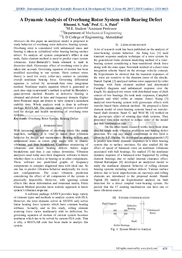 (PDF) Dynamic Analysis of Overhung Rotor System with Bearing Defect