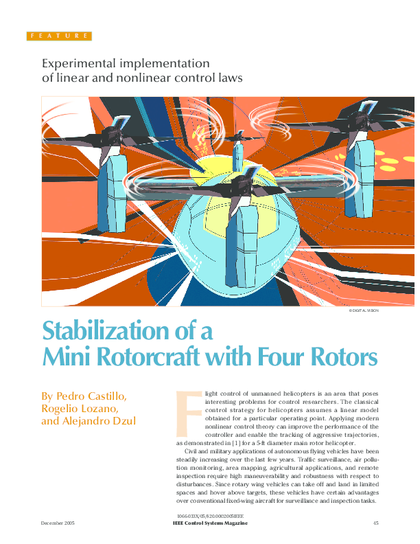 (PDF) Stabilization of a mini-rotorcraft having four rotors