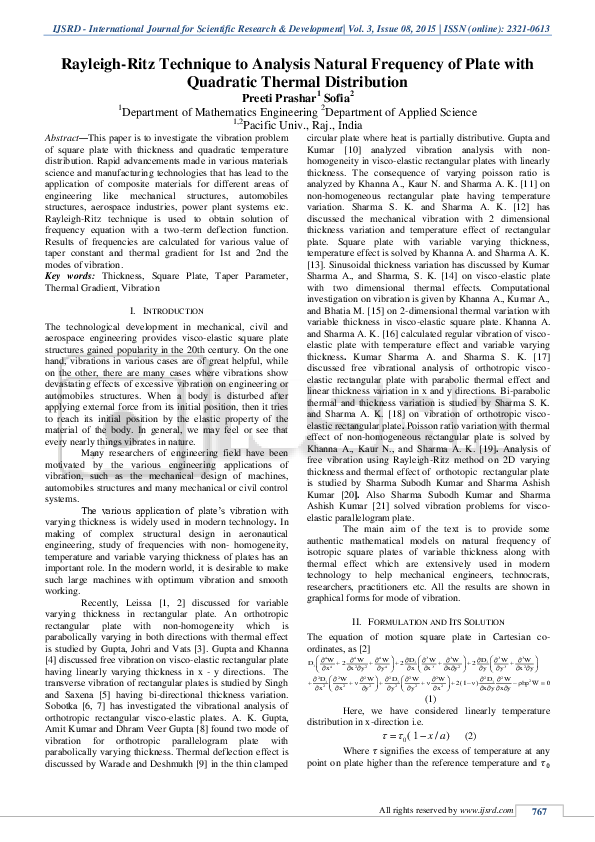(PDF) Rayleigh-Ritz Technique to Analysis Natural Frequency of Plate ...