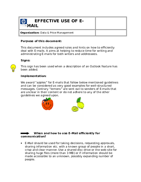 (DOC) Guidelines on effective use of email
