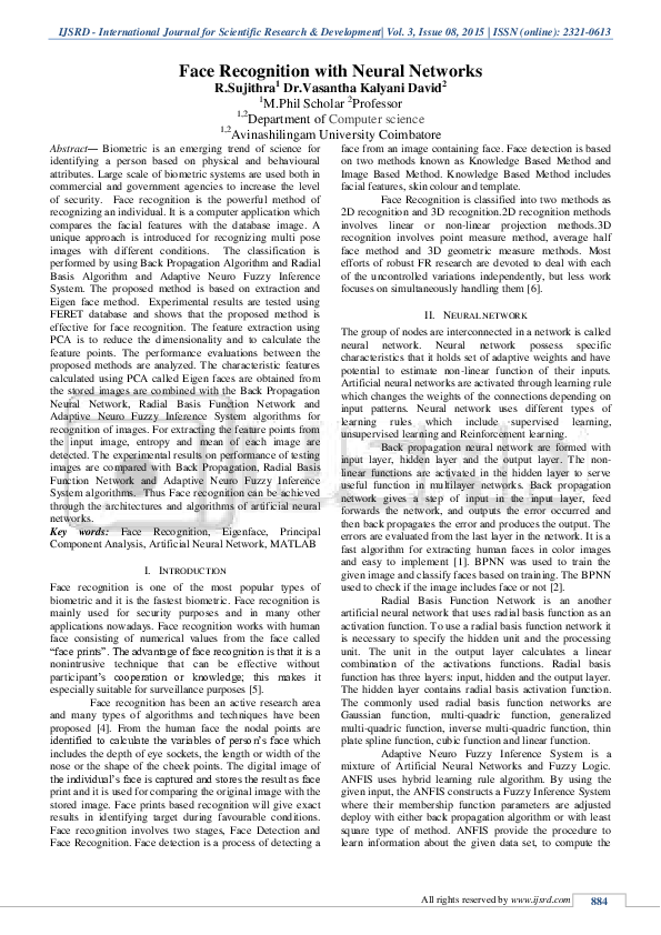 (PDF) Face Recognition with Neural Networks