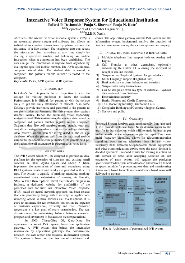 (PDF) INTEractive voice response system for educational institution