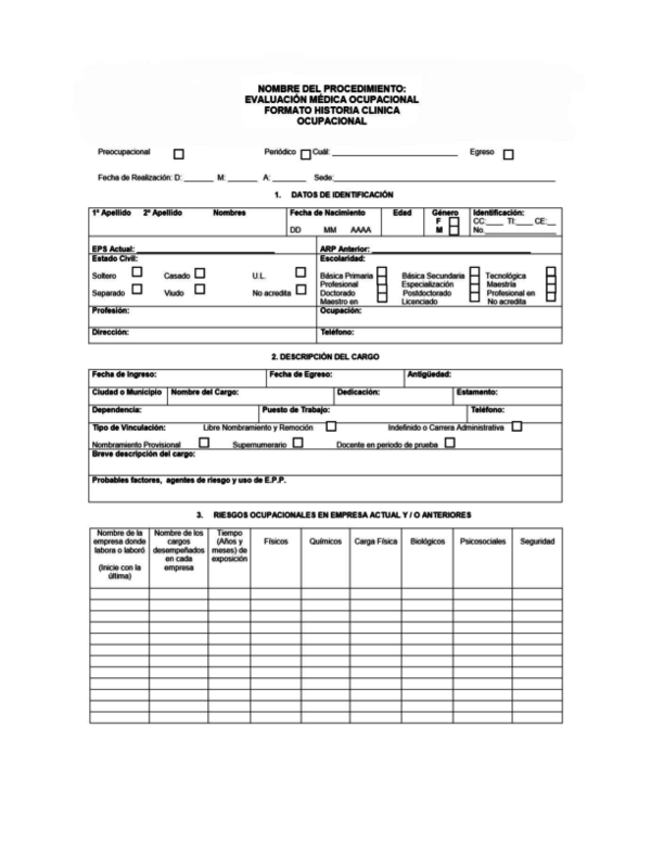 (PDF) Historia Clinica Ocupacional