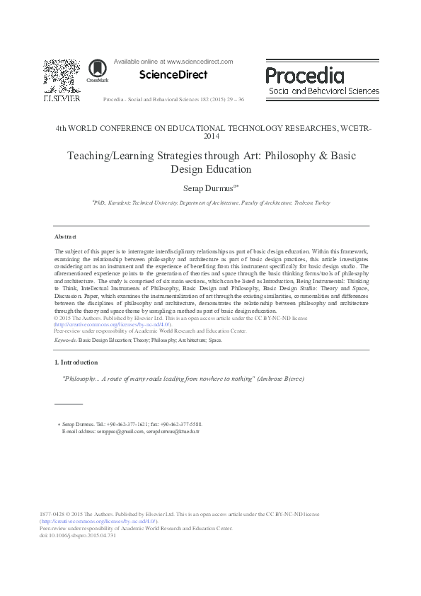 (PDF) Teaching/Learning Strategies Through Art: Philosophy & Basic ...
