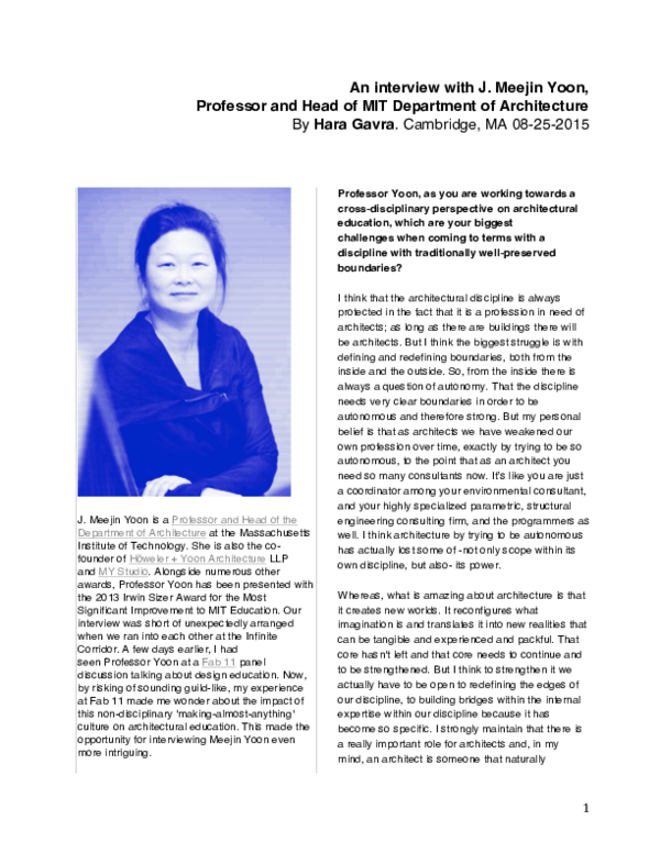 (PDF) Rethinking Architectural Education: An Interview with J. Meejin ...