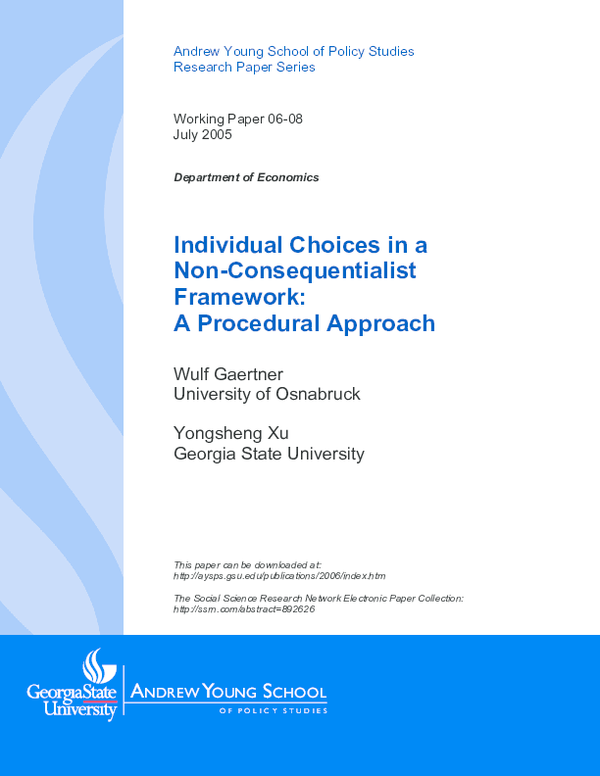 (PDF) Individual Choices in a Non-Consequentialist Framework: A ...