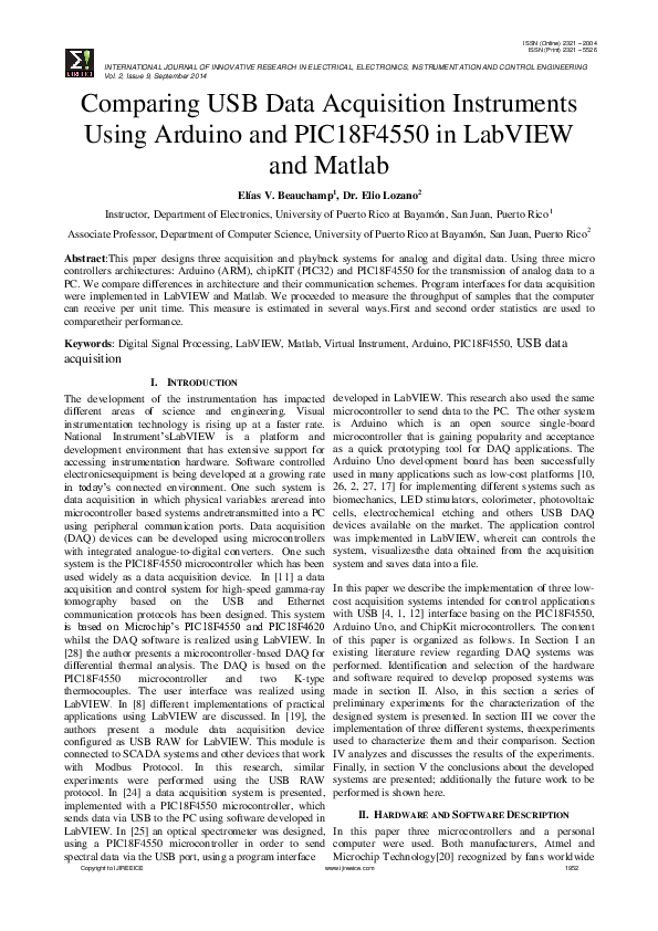 Pdf Ijireeice1g S Elio Comparing Usb Data Acquisition Instruments Using Arduino And Pic18f4550