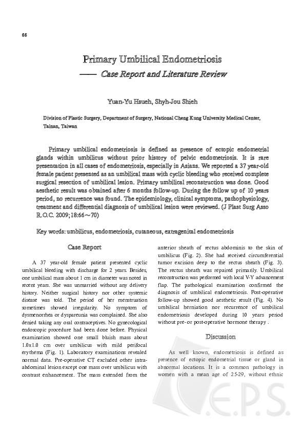 (PDF) Primary umbilical endometriosis: case report and literature review
