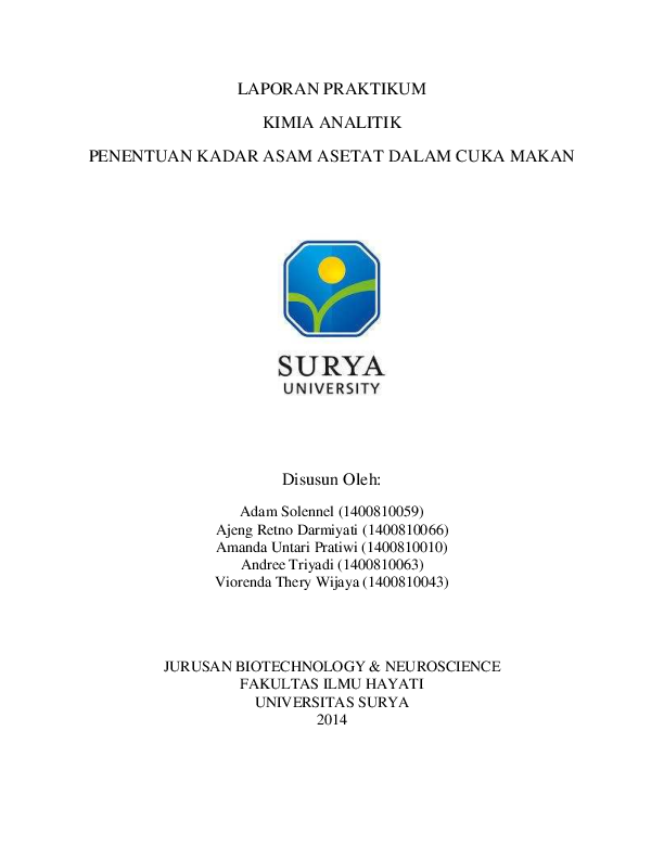 (PDF) PENENTUAN KADAR ASAM ASETAT DALAM CUKA MAKAN