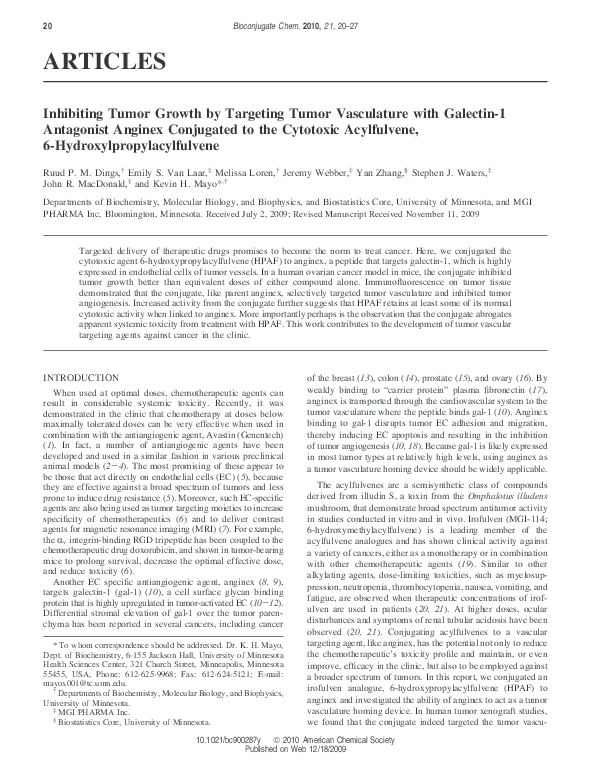 (PDF) Inhibiting Tumor Growth by Targeting Tumor Vasculature with ...