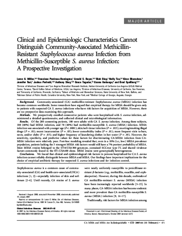 (PDF) Clinical and Epidemiologic Characteristics Cannot Distinguish Community-Associated ...