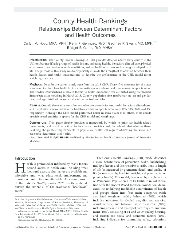 County Health Rankings