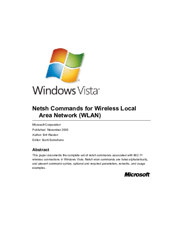 (DOC) Netsh Commands for Wireless Local Area Network WLAN