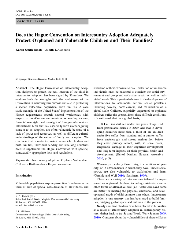 (PDF) Does the Hague Convention on Intercountry Adoption adequately ...