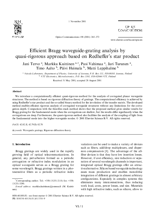 (PDF) Efficient Bragg waveguide-grating analysis by quasi-rigorous ...