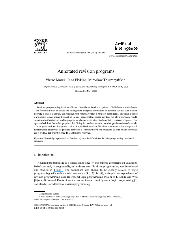 (PDF) Annotated revision programs