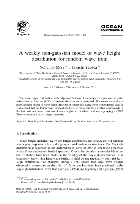 (PDF) A weakly non-gaussian model of wave height distribution for ...