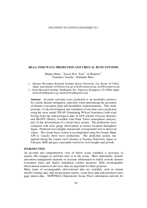 Pdf Real Time Wave Prediction And Virtual Buoy Systems