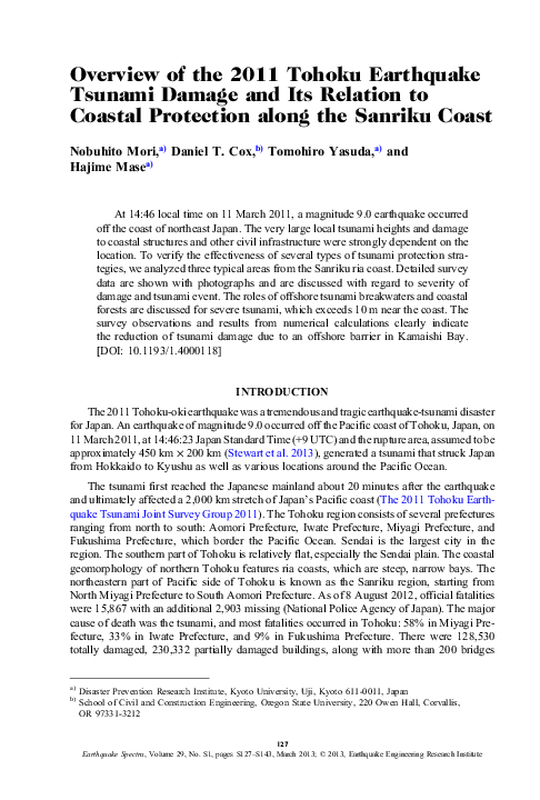 (PDF) Overview of the 2011 Tohoku Earthquake Tsunami Damage and Its ...