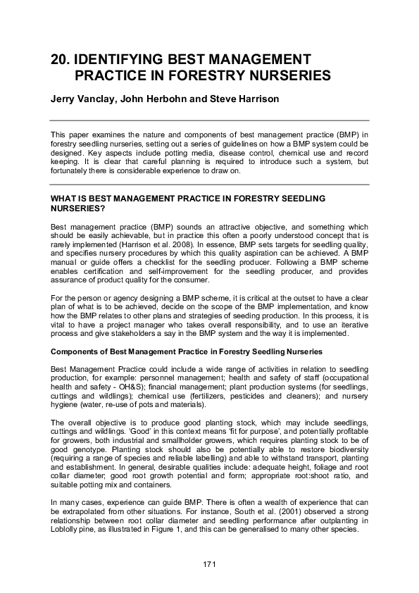 (PDF) Identifying best management practice in forestry nurseries