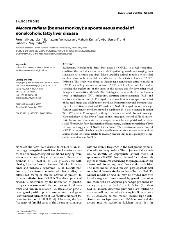 (PDF) Macaca radiata (bonnet monkey): a spontaneous model of ...