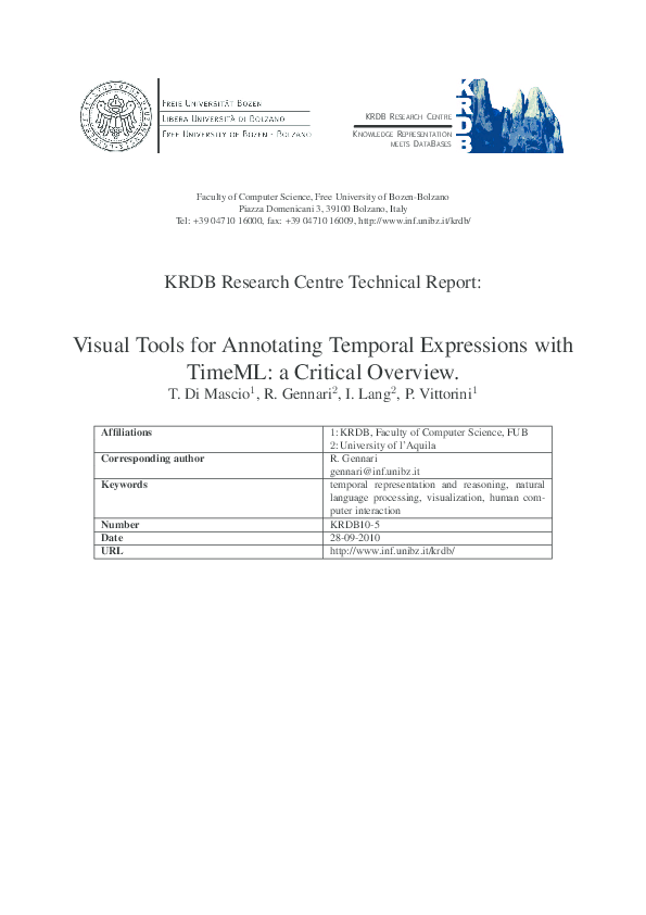 (PDF) Visual Tools for Annotating Temporal Expressions with TimeML: a Critical Overview
