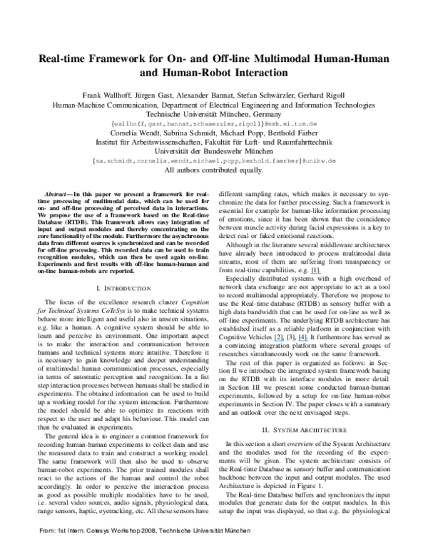(PDF) Real-time Framework for On-and Off-line Multimodal Human-Human ...