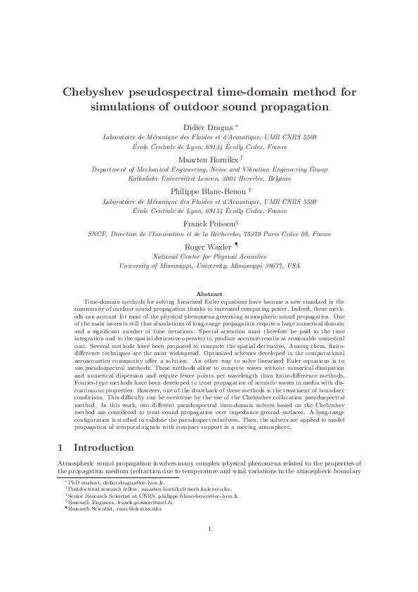 Pdf Chebyshev Pseudospectral Time Domain Method For Simulations Of Outdoor Sound Propagation