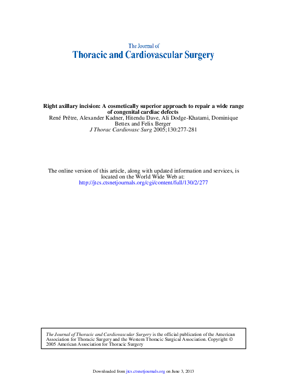(PDF) Right axillary incision: A cosmetically superior approach to ...