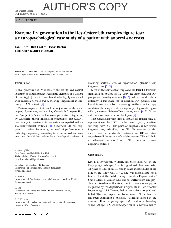 (PDF) Extreme Fragmentation in the Rey-Osterrieth complex figure test ...
