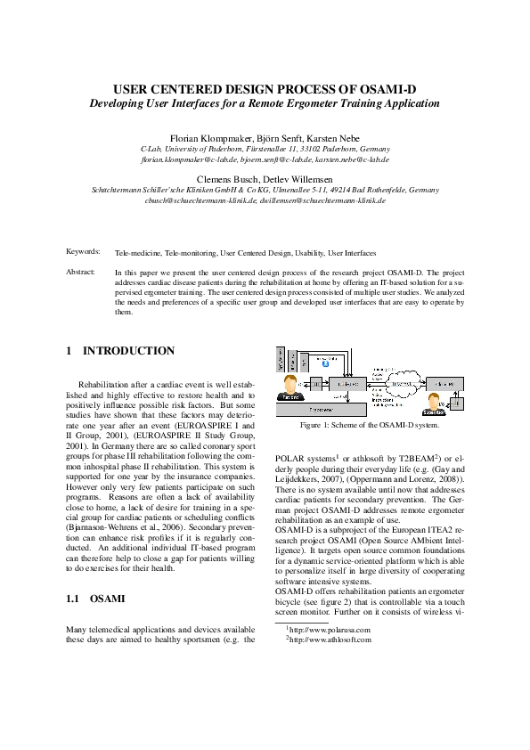 (PDF) User Centered Design Process of OSAMi-D - Developing User Interfaces for a Remote ...