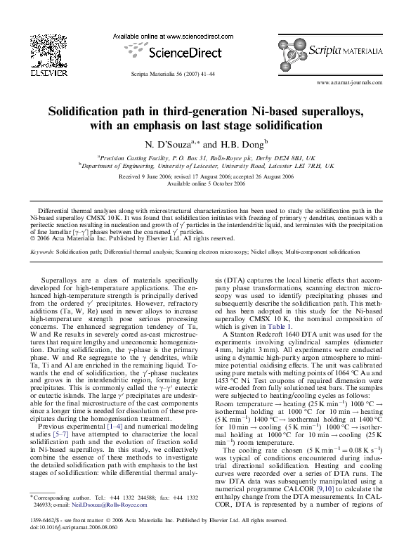 (PDF) Microstructure and Solidification Sequence of the Interdendritic ...