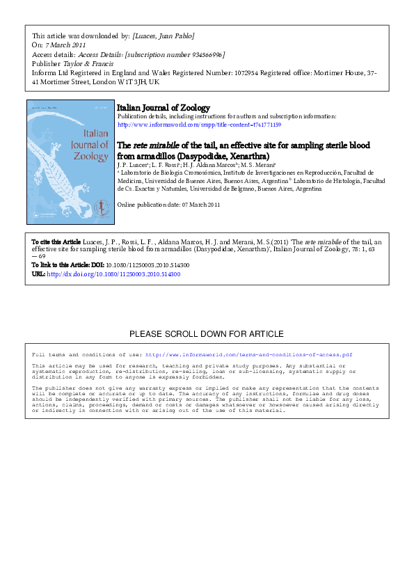 (PDF) The rete mirabile of the tail, an effective site for sampling ...