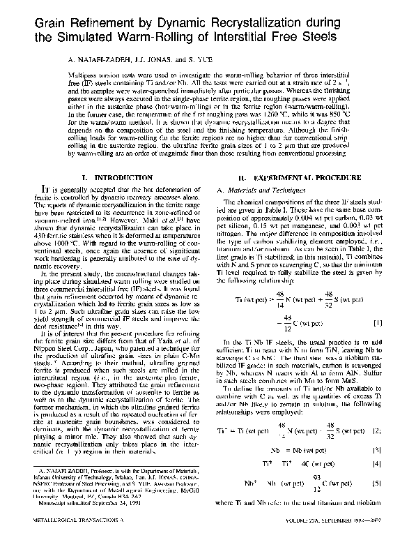 (PDF) Grain refinement by dynamic recrystallization during the ...