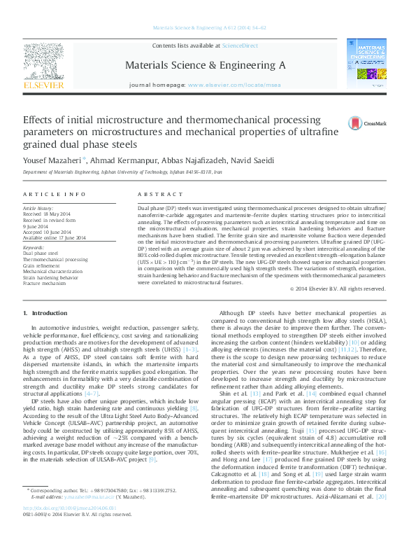 (PDF) Effects of initial microstructure and thermomechanical processing parameters on ...