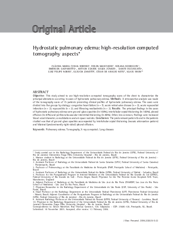 (PDF) Hydrostatic pulmonary edema: high-resolution computed tomography aspects