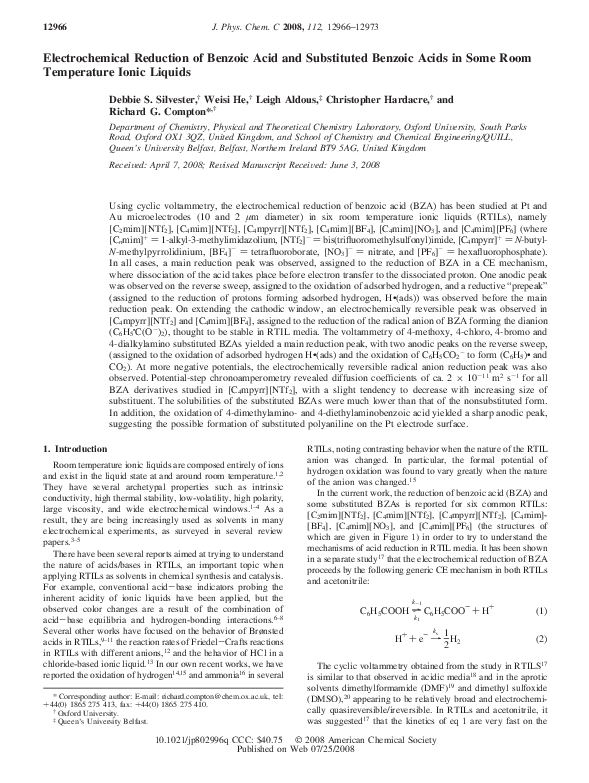 (PDF) Electrochemical Reduction of Benzoic Acid and Substituted Benzoic ...