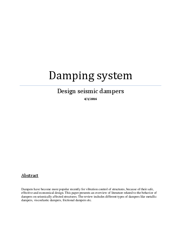 (PDF) SEISMIC DAMPERS