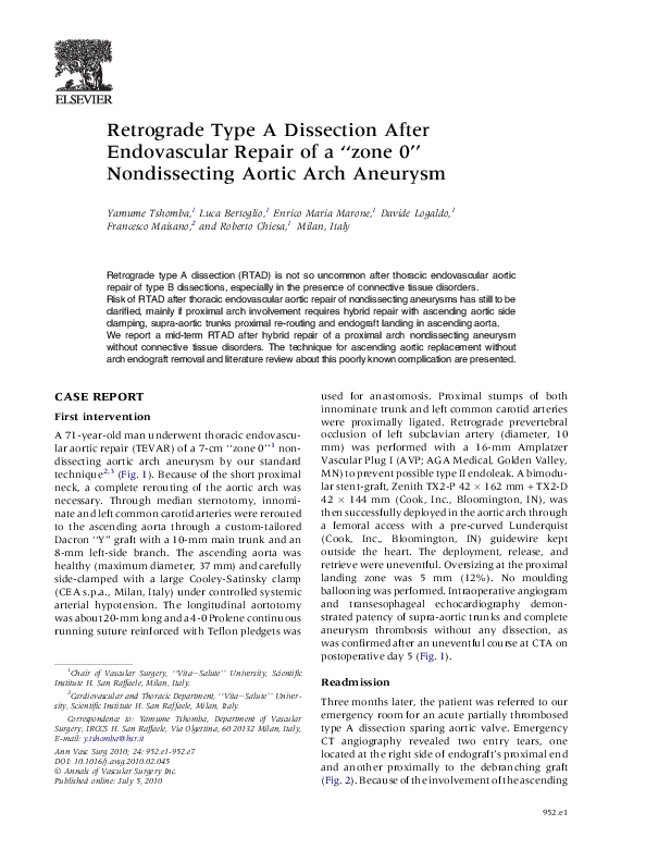 (PDF) Retrograde type A aortic dissection complicating endovascular ...