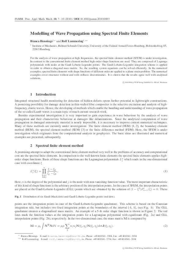 Pdf Modelling Of Wave Propagation Using Spectral Finite Elements