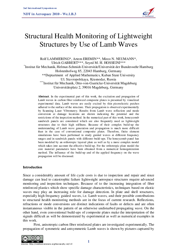 (PDF) Ultrasonic waves for health monitoring of composite structures | Ulrich Gabbert - Academia.edu