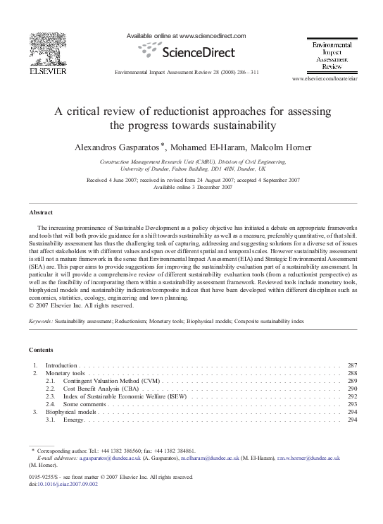 (PDF) A critical review of reductionist approaches for assessing the ...