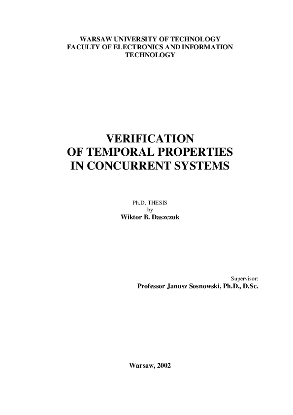 (PDF) Verification of temporal properties in concurrent systems