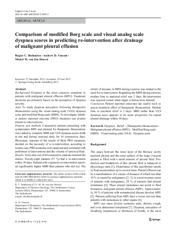(PDF) Comparison of modified Borg scale and visual analog scale dyspnea ...