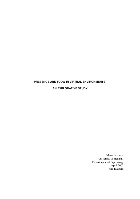 (PDF) Presence and flow in virtual environments: An explorative study