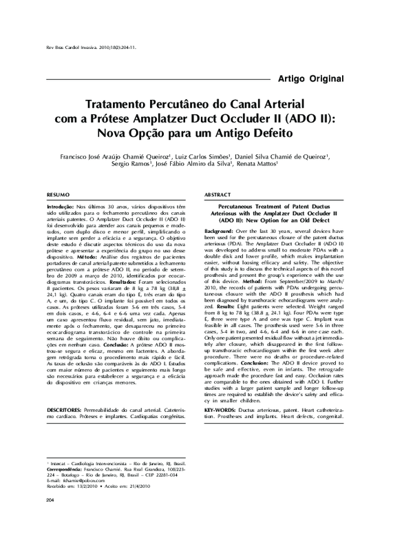 (PDF) Percutaneous treatment of patent ductus arteriosus with the ...