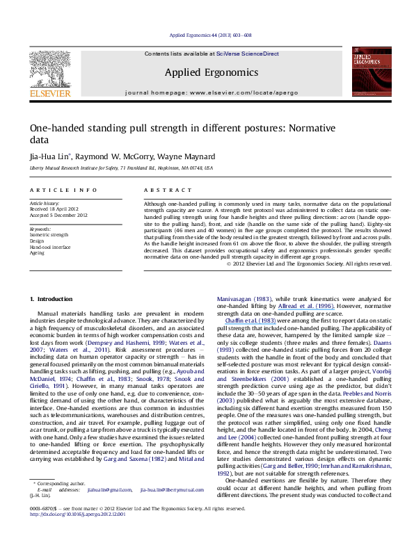 (PDF) One-handed standing pull strength in different postures ...