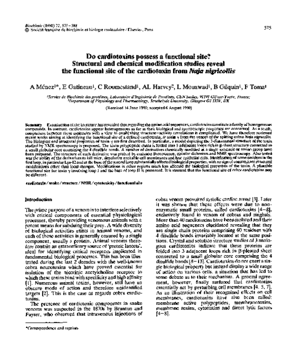 (PDF) Do cardiotoxins possess a functional site? Structural and ...