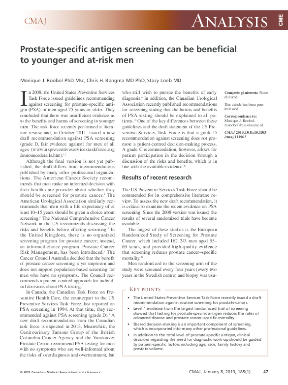 (PDF) Prostate-specific antigen screening can be beneficial to younger ...
