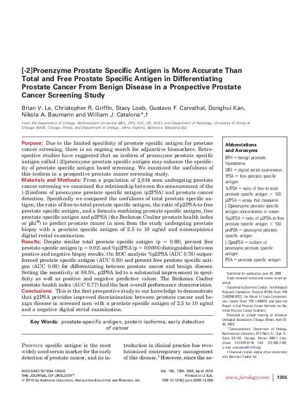 (PDF) [-2]Proenzyme Prostate Specific Antigen is More Accurate Than ...